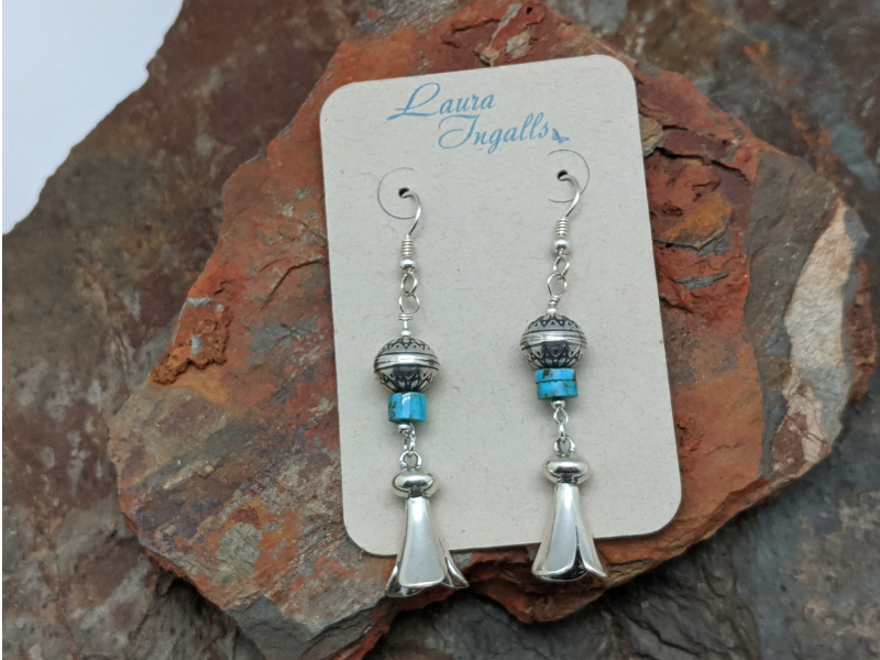Squash Blossom Earrings with Turquoise 10mm